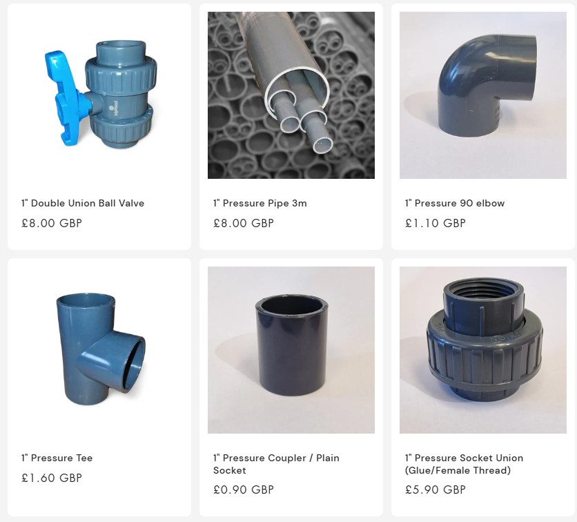 1" Pressure Pipe & Fittings – CWD Pond